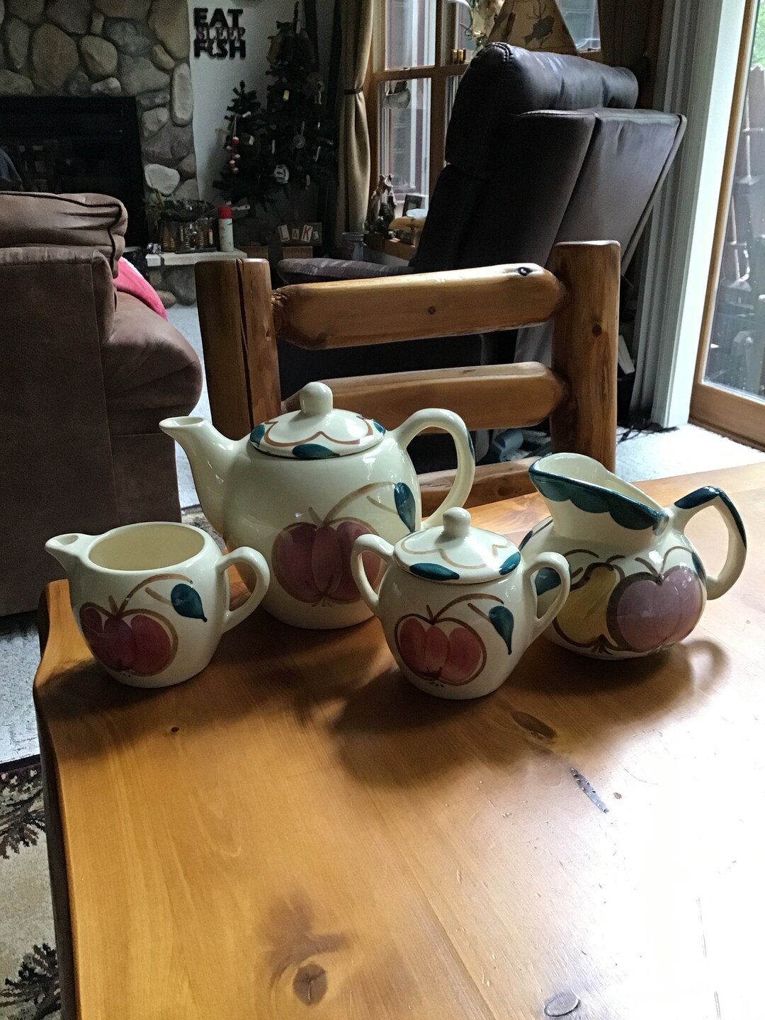 Vintage Purinton Slipware Pottery Apple Pear Design Serving Set From ...