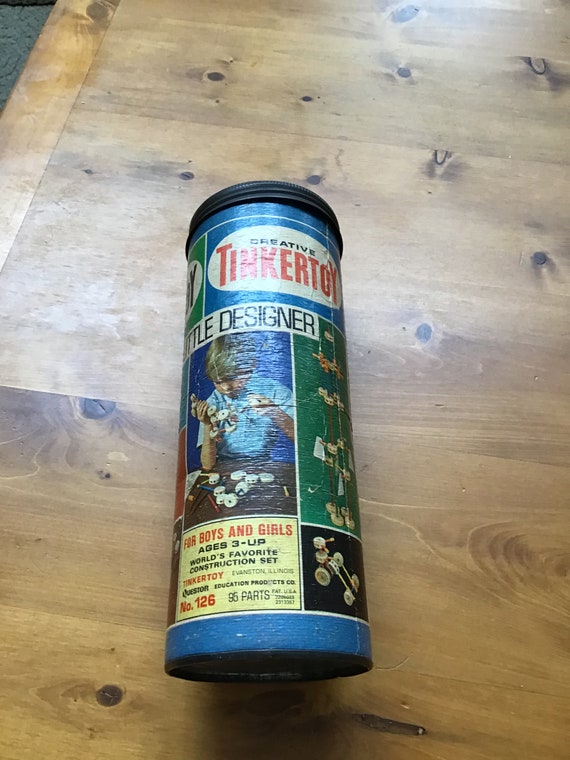 Vintage Tinker Toy Container With 37 Pieces From 1940s | Etsy