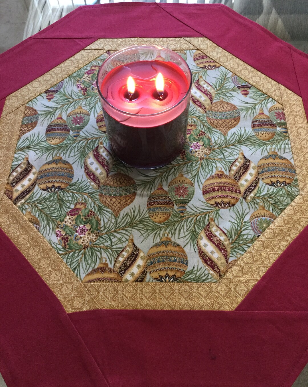 Reversible Octagonal Table Topper: Christmas & Thanksgiving Centerpiece ...