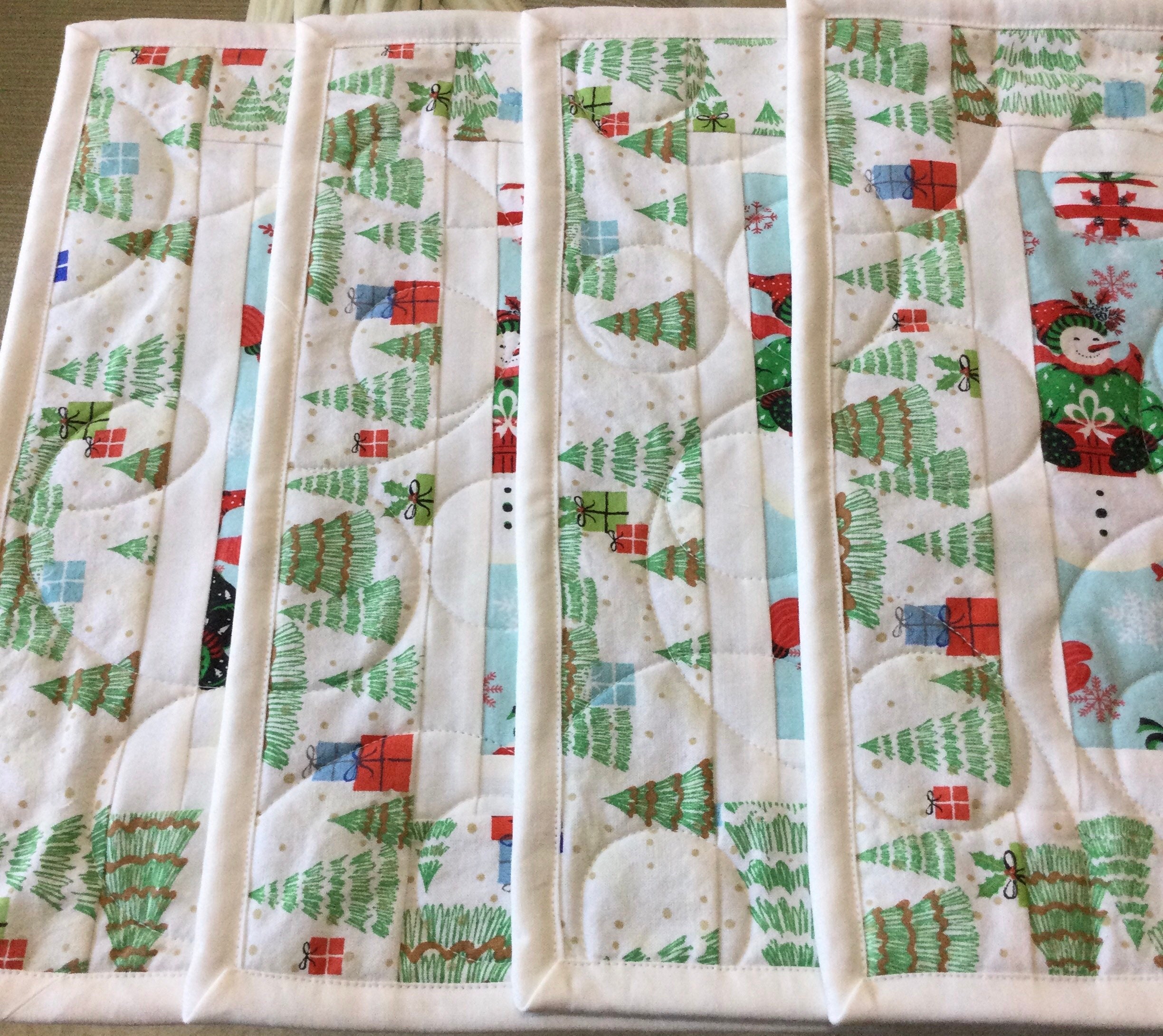 Snowman Placemat Quilted Placemats Christmas Placemats | Etsy