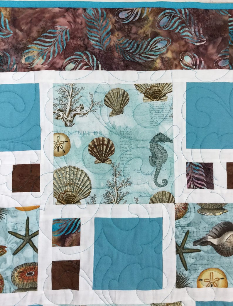 Seashells Quilt Quilted Lap Quilt Quilt for Couch Handmade - Etsy