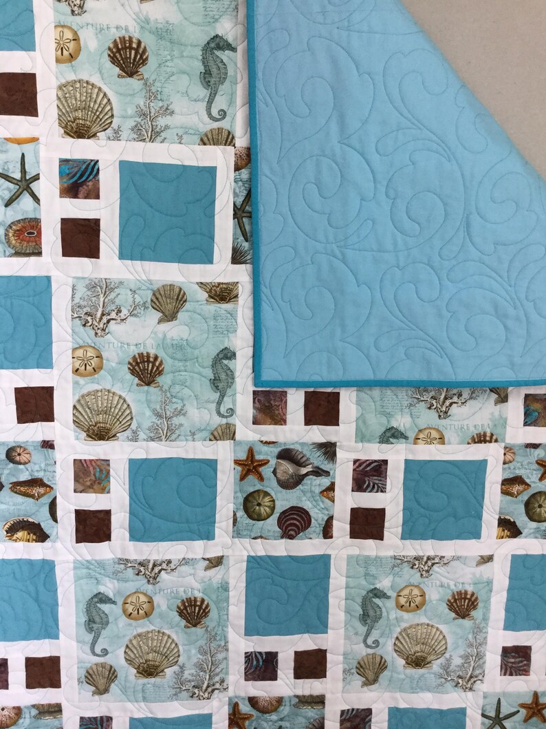 Seashells Quilt Quilted Lap Quilt Quilt for Couch Handmade - Etsy