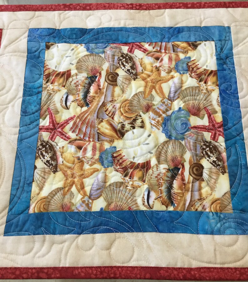 Quilted Mats Seashells Placemats Quilted Placematsdining - Etsy