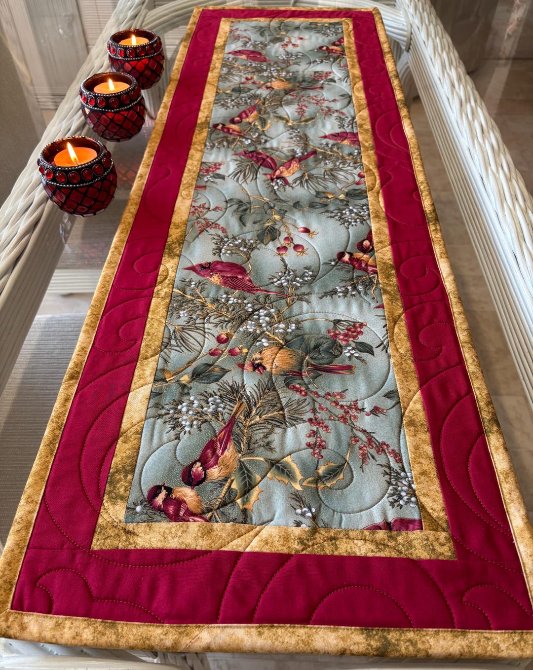 Cardinals Tablerunner,quilted Tablerunner,christmas Tablerunner,ready to Ship,cardinals Mats ...