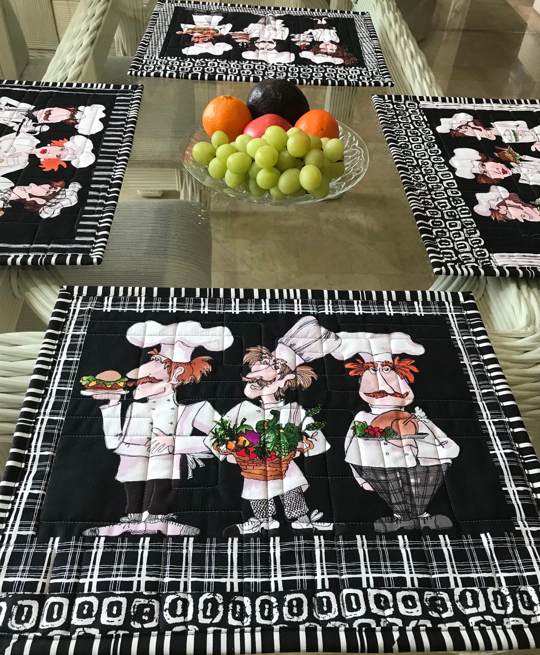 Chefs Placemats, Quilted Placemats, Housewarming Gift, Ready to Ship ...