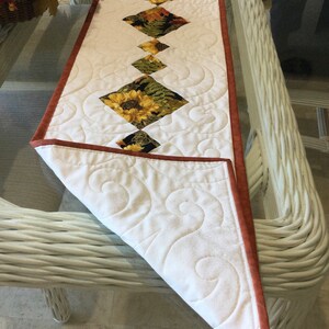 Fall Table Runner, Sunflowers Runner, Quilted Table Runner, Ready to ...