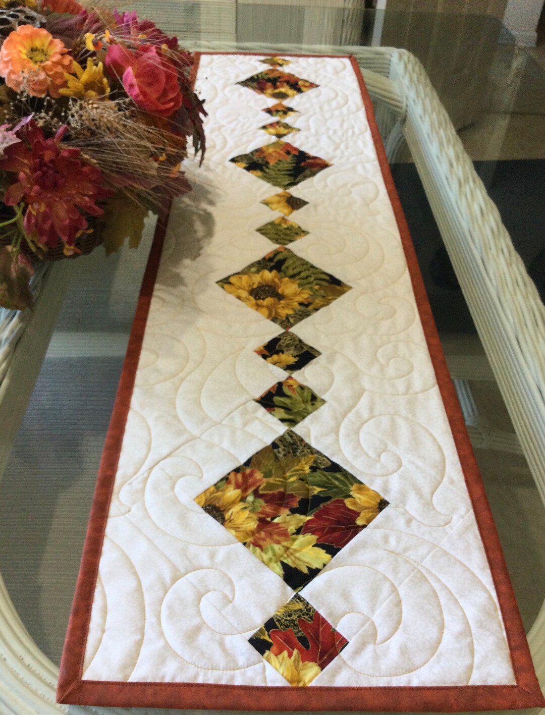Fall Table Runner, Sunflowers Runner, Quilted Table Runner, Ready to ...