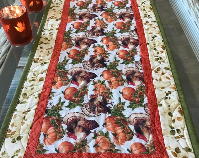 Thanksgivingtablerunner,holiday Table Decor, Quilted Tablerunner,ready ...