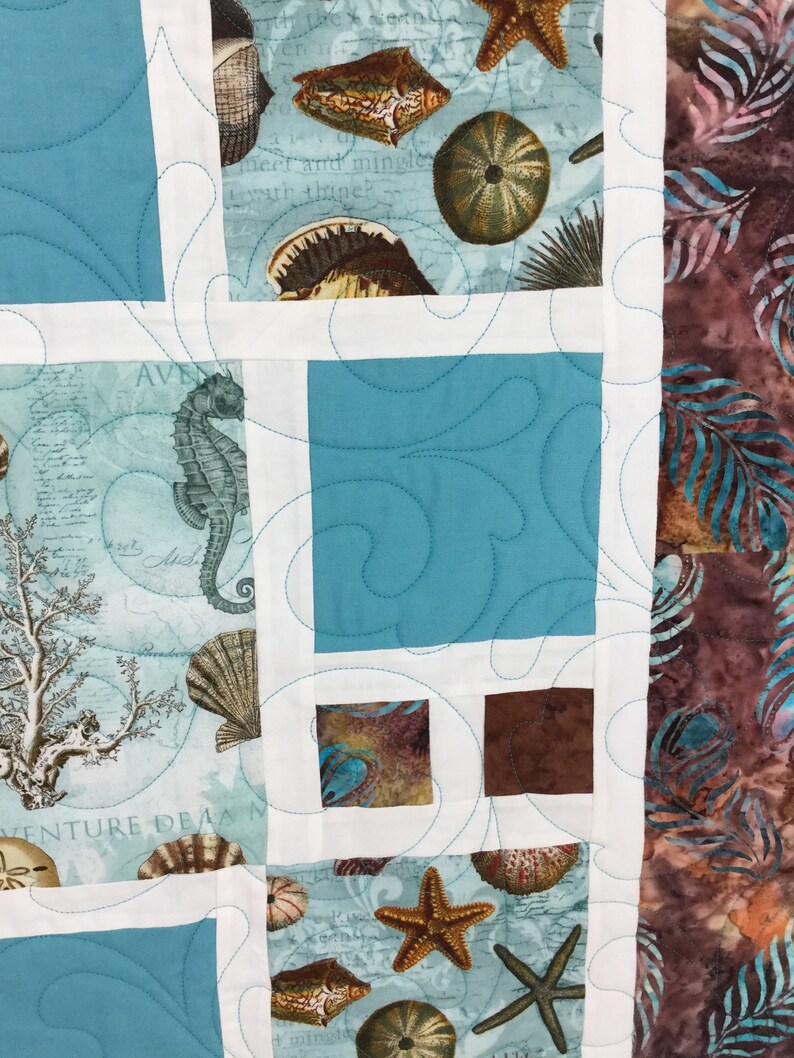 Seashells Quilt Quilted Lap Quilt Quilt for Couch Handmade - Etsy