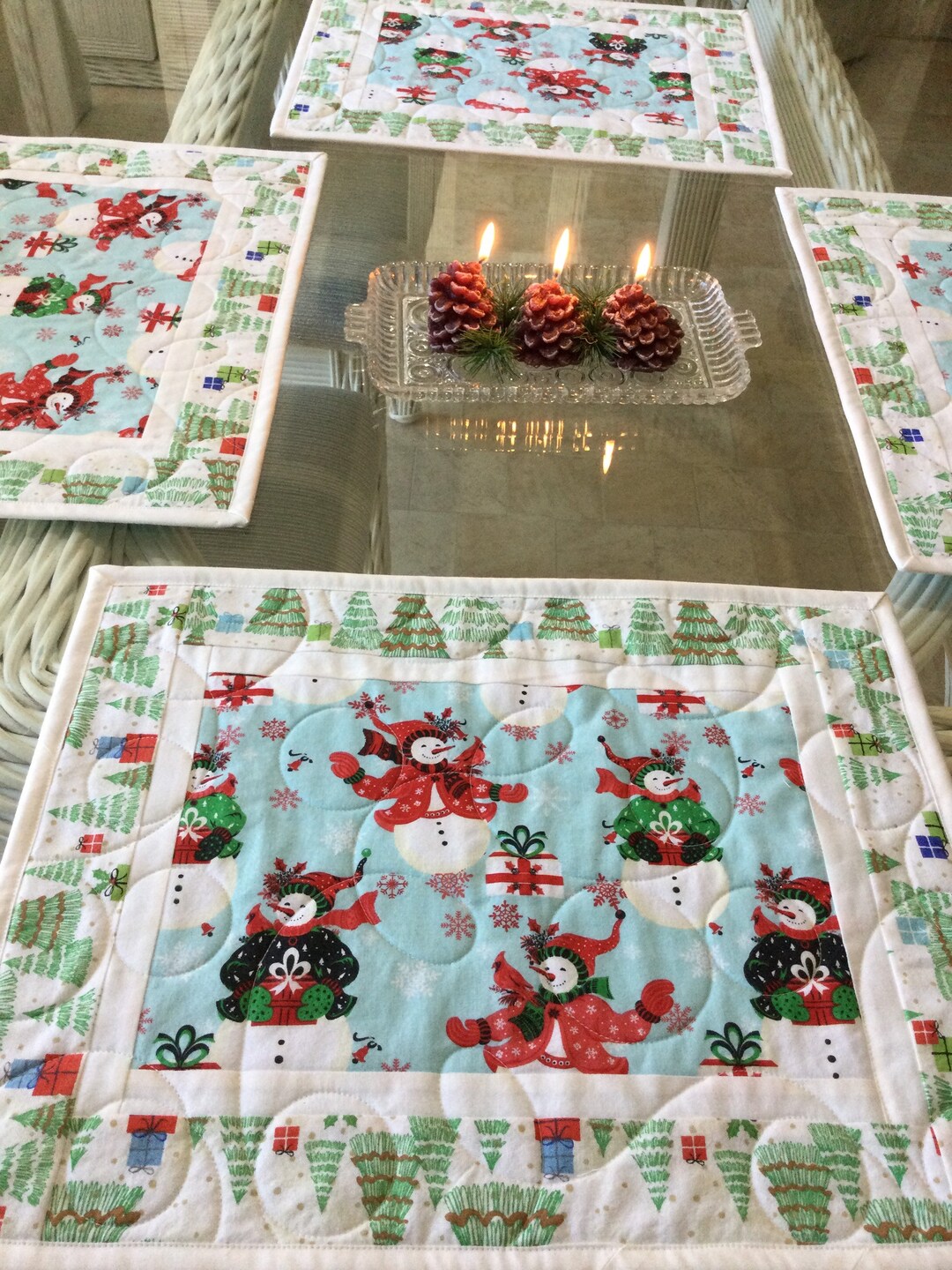 Snowman Placemat, Quilted Placemats, Christmas Placemats, Holiday Gift ...