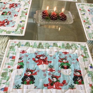 Snowman Placemat, Quilted Placemats, Christmas Placemats, Holiday Gift ...