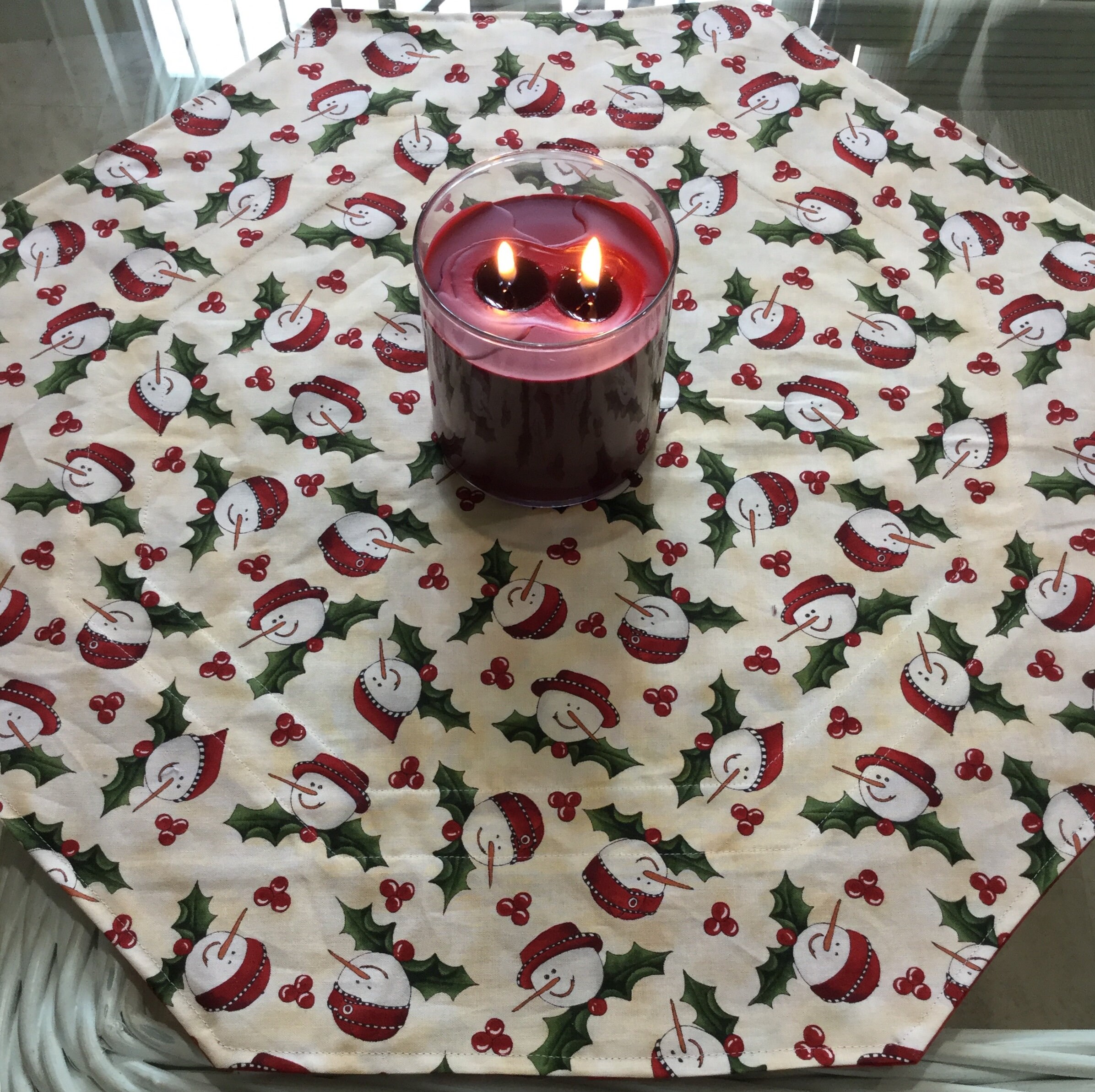 Reversible Octagonal Table Topper: Thanksgiving & Christmas Centerpiece ...