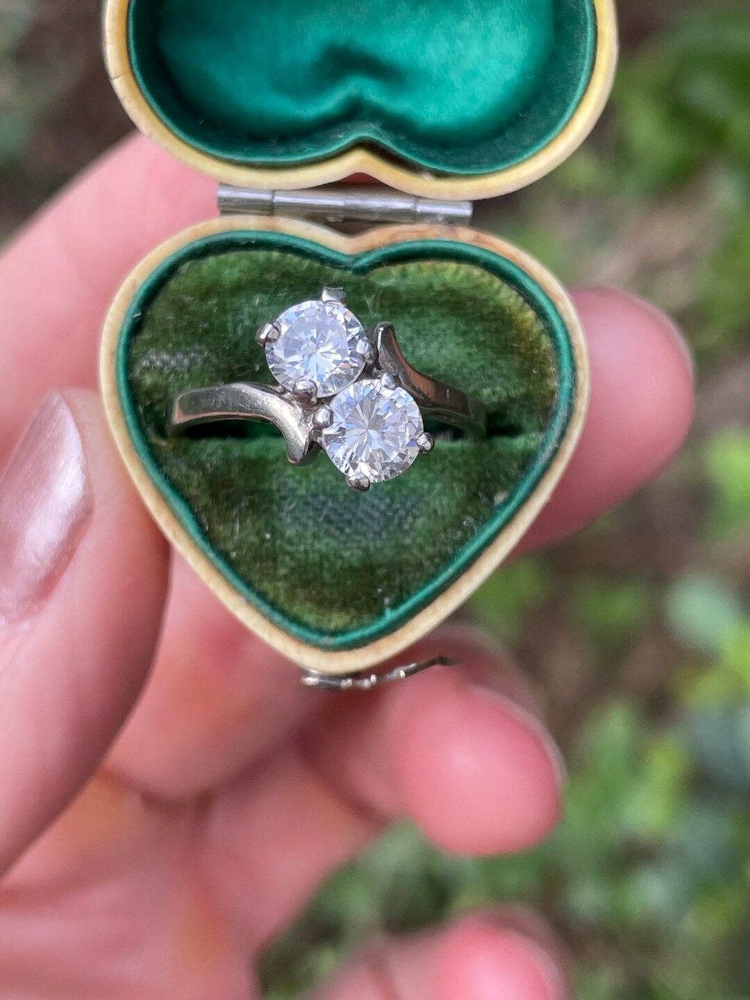 Beautiful Vintage Super Sparkly 10ct White Gold & Paste Bypass Ring - Etsy
