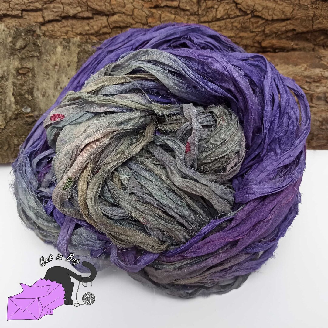 Nastro di seta sari riciclato, nastro con bordo grezzo, Tessitura ...