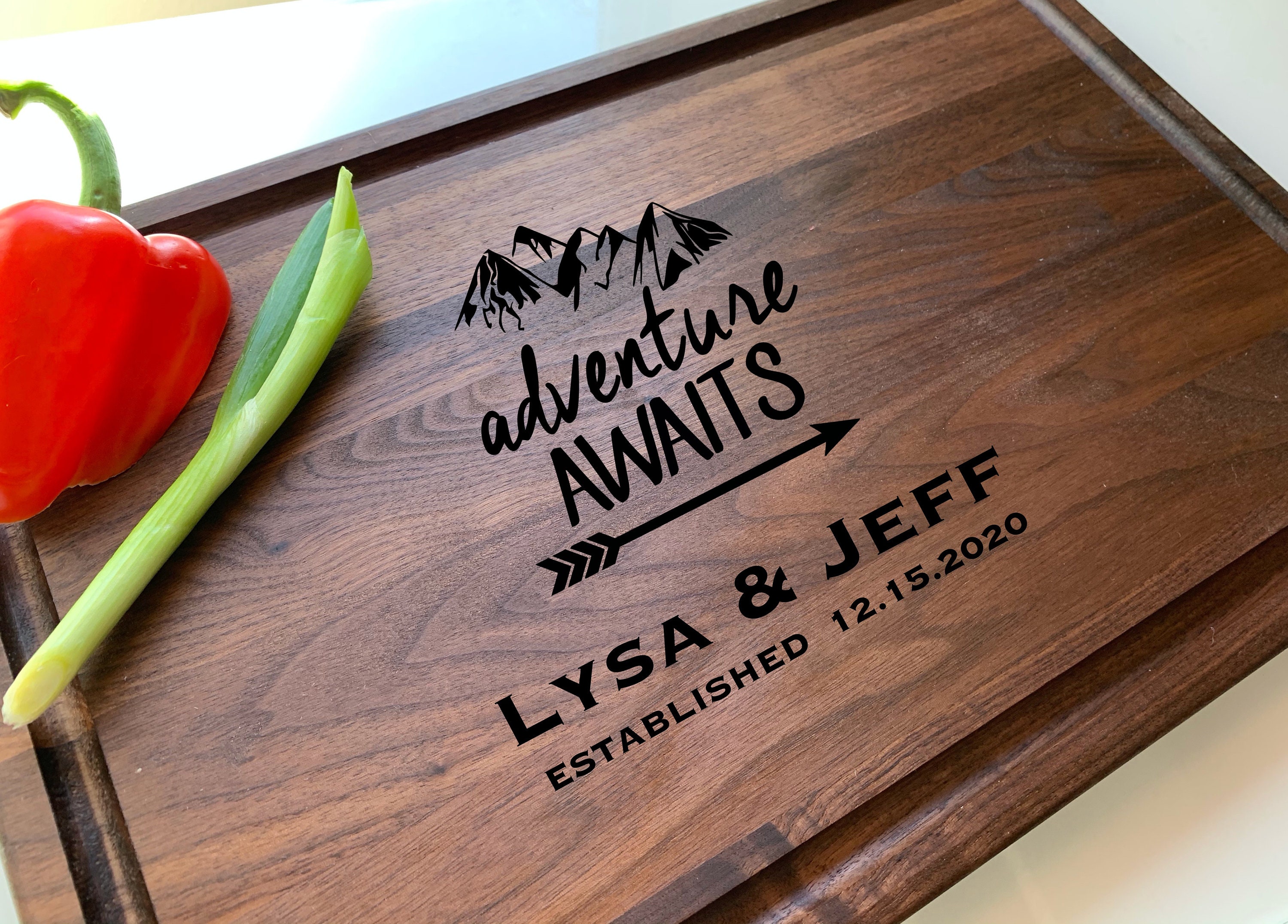 Walnut Wood Personalized Cutting Board Gift Personalized Cheese Board ...