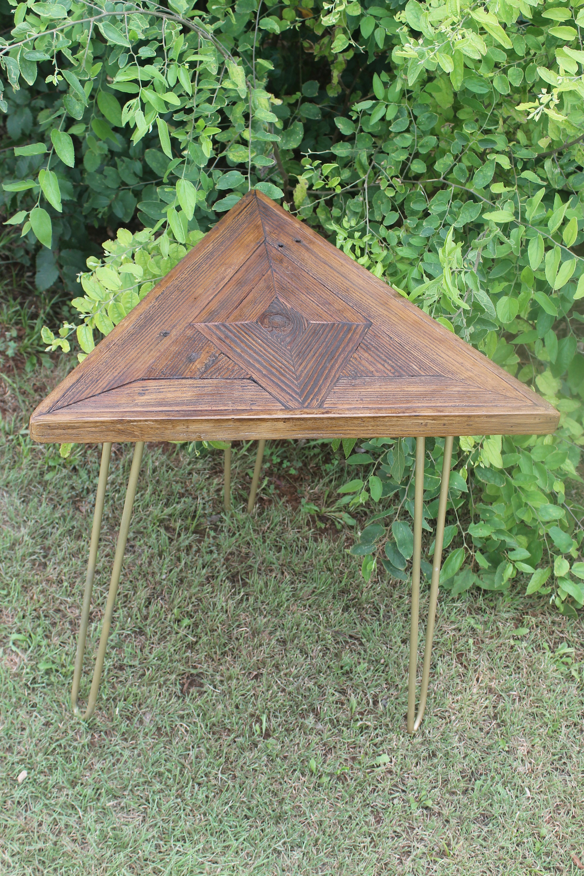 Reclaimed Wood Triangle Side Table "the Goddess" - Mid Century, Modern ...