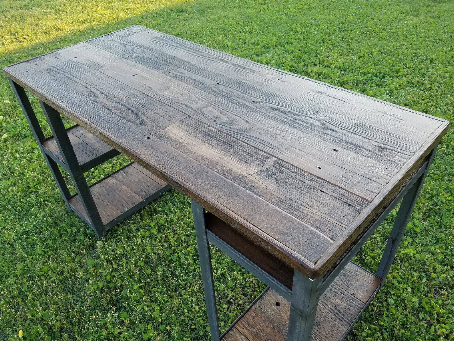 Industrial Reclaimed Wood Desk With Metal Frame the Abbey - Etsy