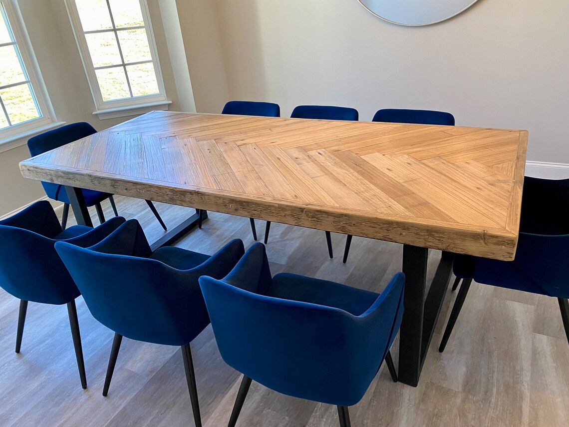 Reclaimed Wood Herringbone Dining Table the - Etsy