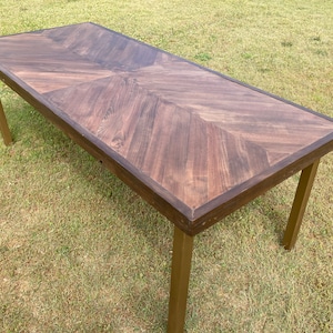 Mirrored Chevron Reclaimed Wood Dining Table - Made to Order, Farmhouse ...