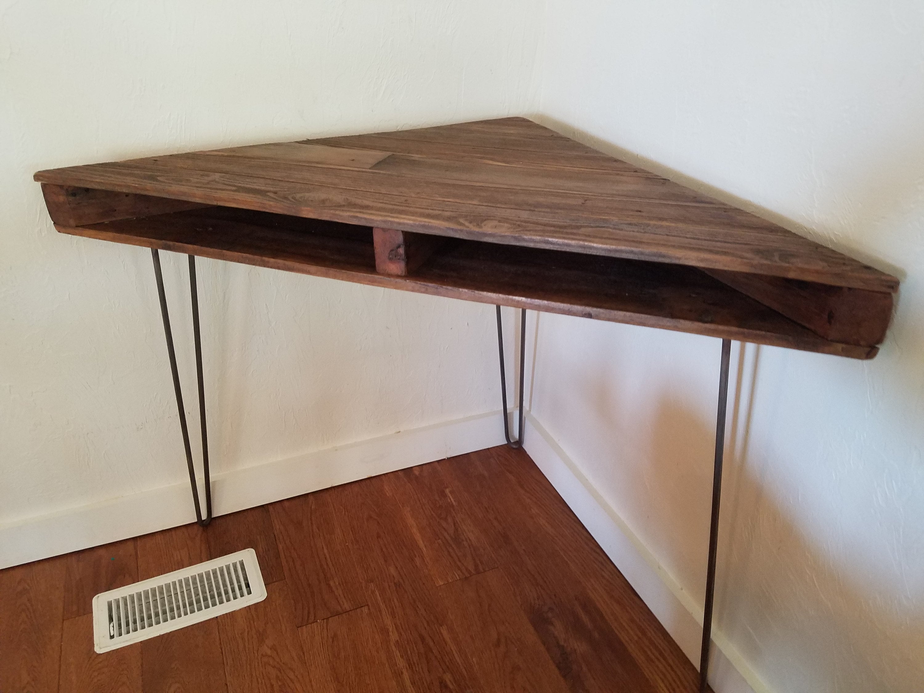 Reclaimed Wood Corner Triangle Desk With Cubby Holes on - Etsy