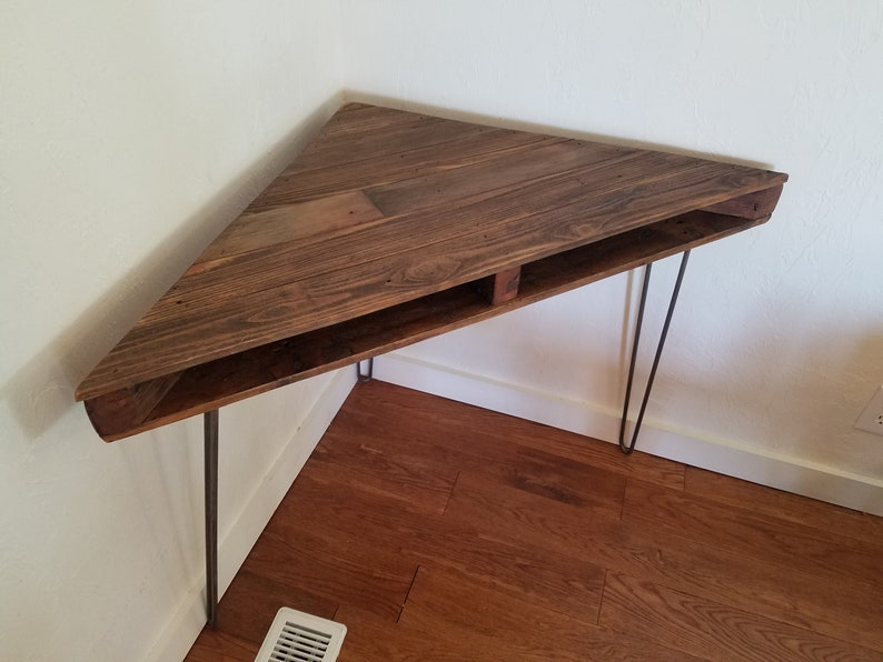 Reclaimed Wood Corner Triangle Desk With Cubby Holes on | Etsy