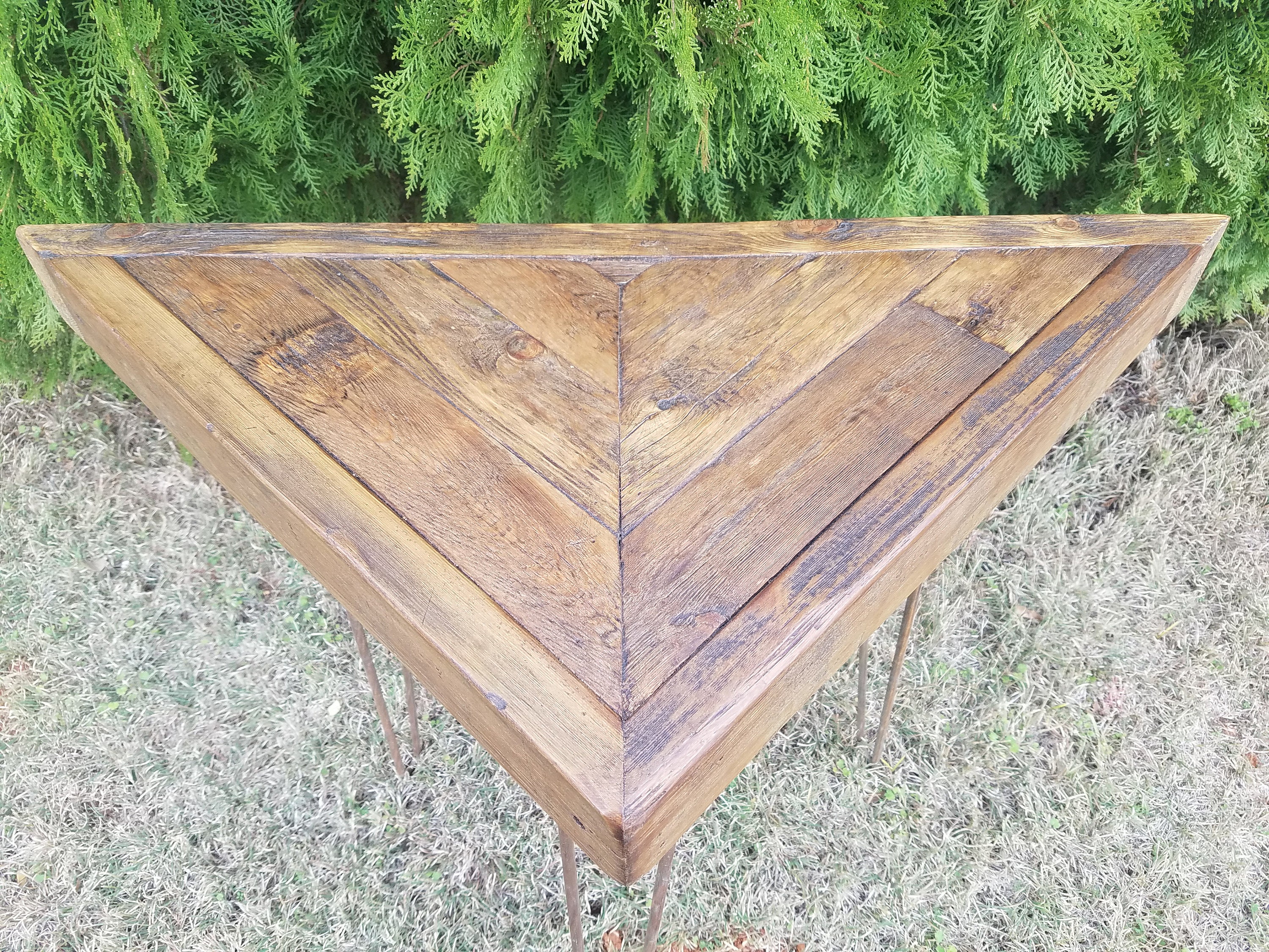 Triangle Chevron Side Table on Hairpin Legs End Table Corner | Etsy