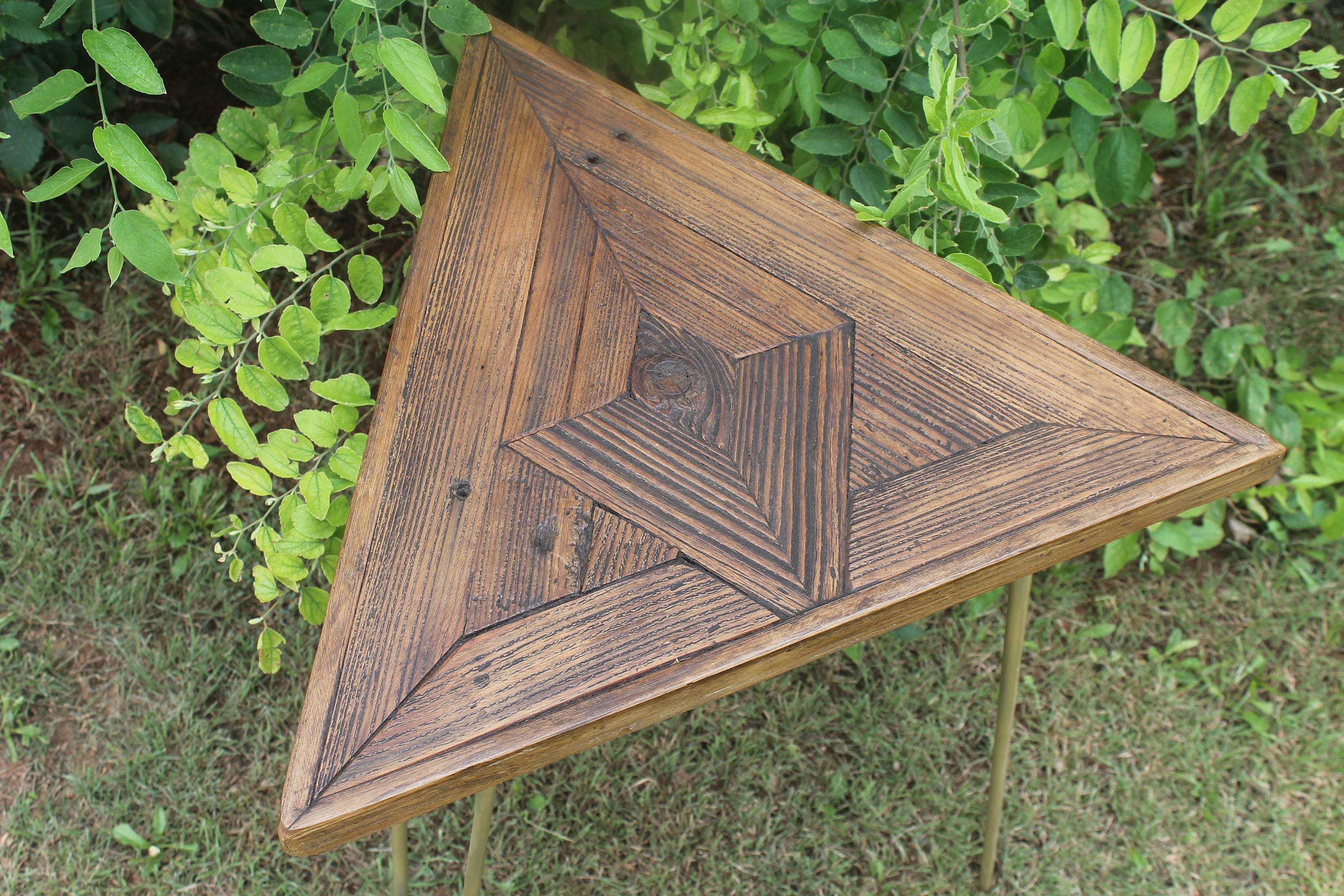 Reclaimed Wood Triangle Side Table "the Goddess" - Mid Century, Modern ...