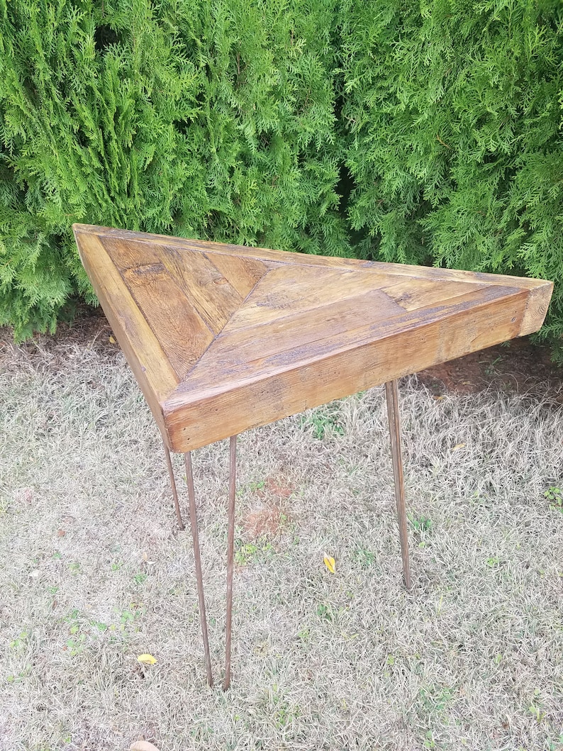 Triangle Chevron Side Table on Hairpin Legs End Table Corner - Etsy