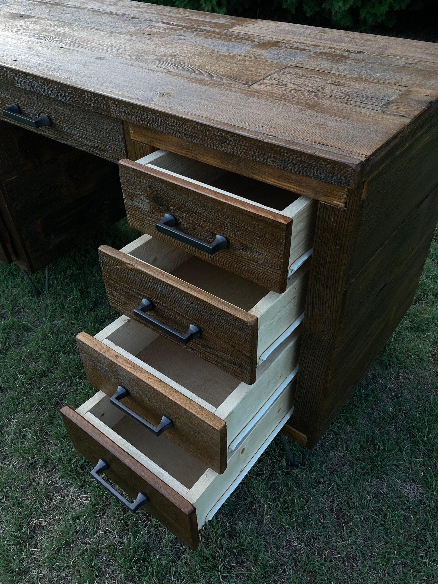 Reclaimed Wood Desk on Hairpin Legs the powell | Etsy