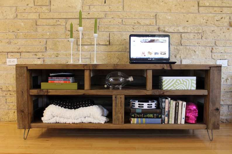 Reclaimed Wood Media Console, Mid Century Modern TV Stand With Steel ...