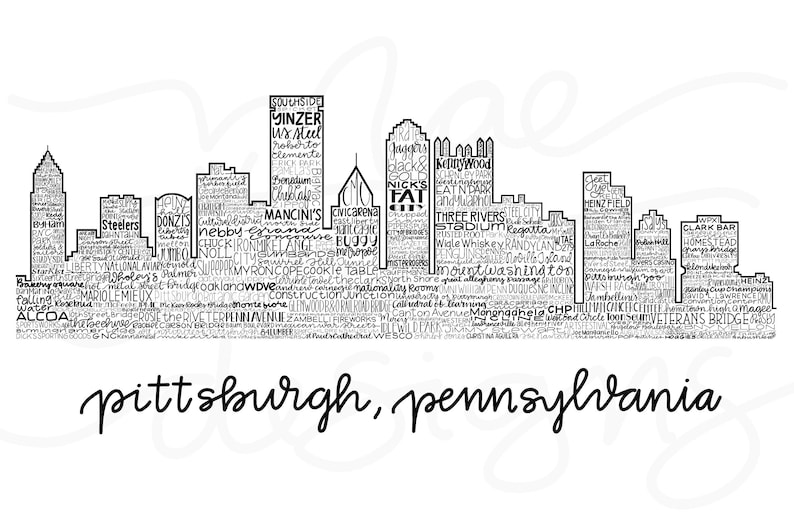 Pittsburgh Skyline Art Print Pittsburgh Bridges Art Print - Etsy