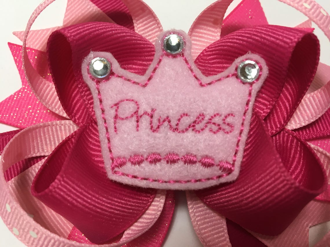 Princess Layered Crown Bow Princess Crown Feltie Pink - Etsy