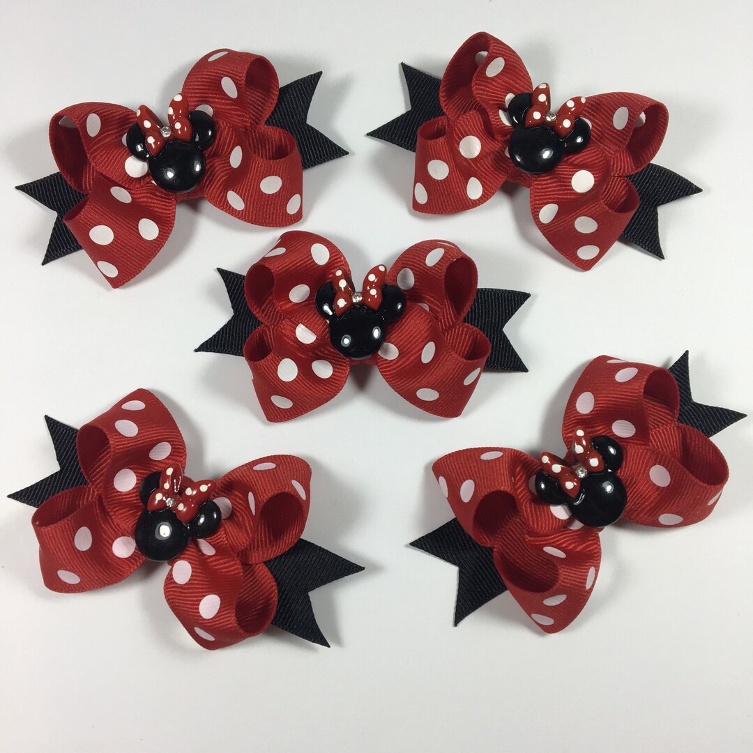 Set of 5 Minnie Mouse Party Favor Bows - Etsy