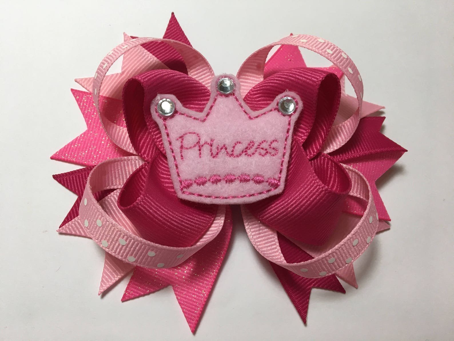Princess Layered Crown Bow Princess Crown Feltie Pink - Etsy