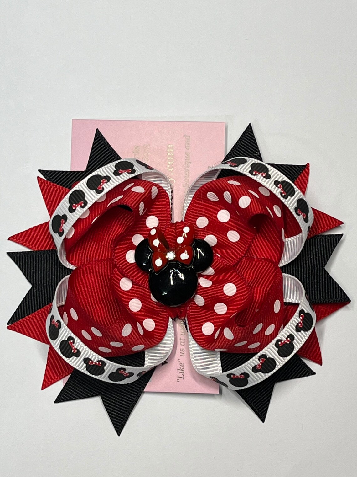 Loopy Mouse Bow With Red and White Polka Dots Minnie Mouse - Etsy