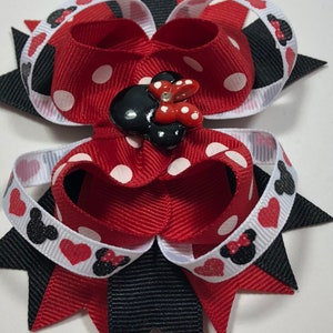 Loopy Mouse Bow with Red and White Polka Dots Minnie Mouse | Etsy