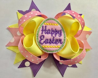 Easter Felt Embroidered Bunny Loopy Bow - Etsy
