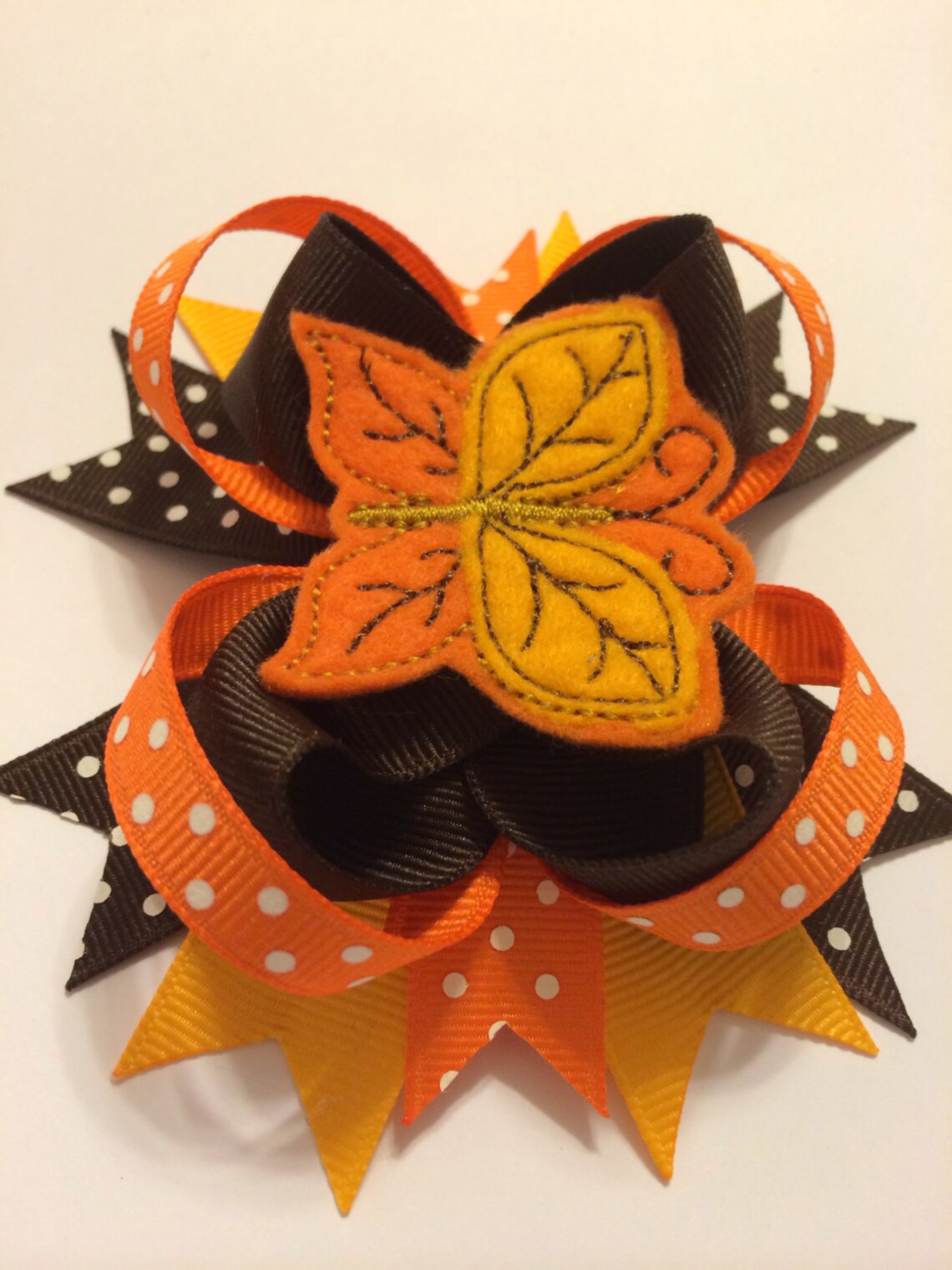 Loopy Fall Felt Butterfly Bow Embroidered Butterfly Fall - Etsy