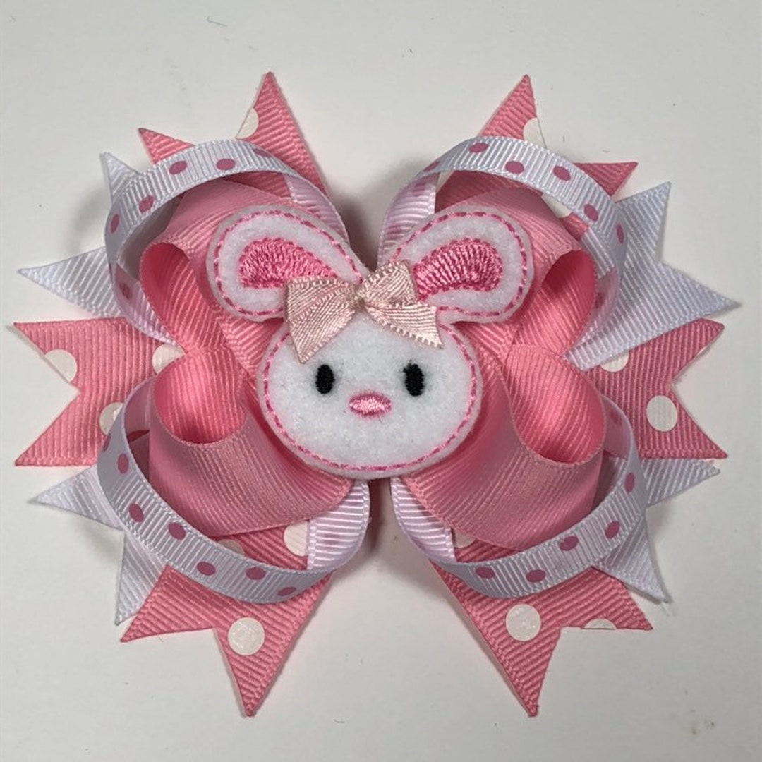 Easter Felt Embroidered Bunny Loopy Bow - Etsy