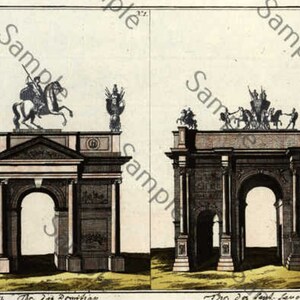 Antique Original Architecture Hand Colored Engraving Circa 1790 Middle ...