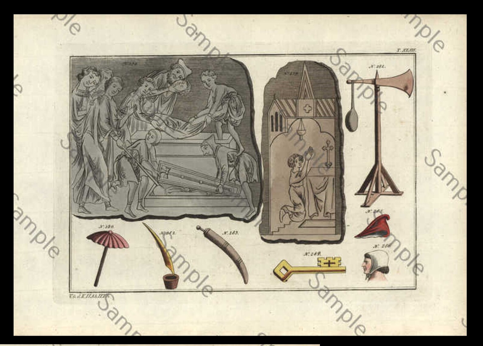 18th Century Antique Original Architecture Hand Colored Engraving Circa ...
