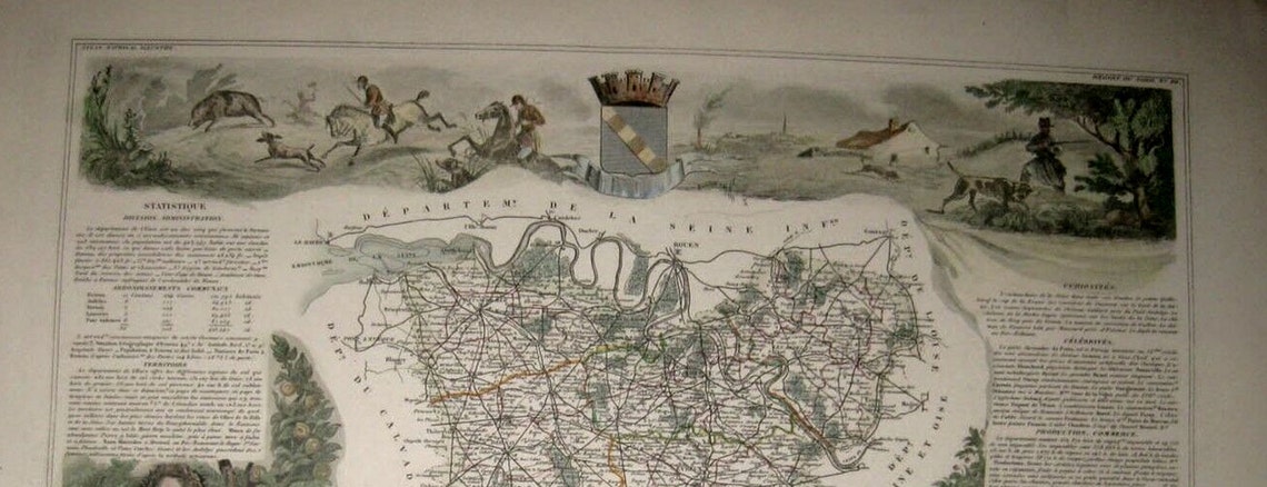 Original Hand color France colonies map circa 1852 large map | Etsy