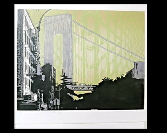 2000s Contemporary Poster Crossing the City Bridge - Etsy