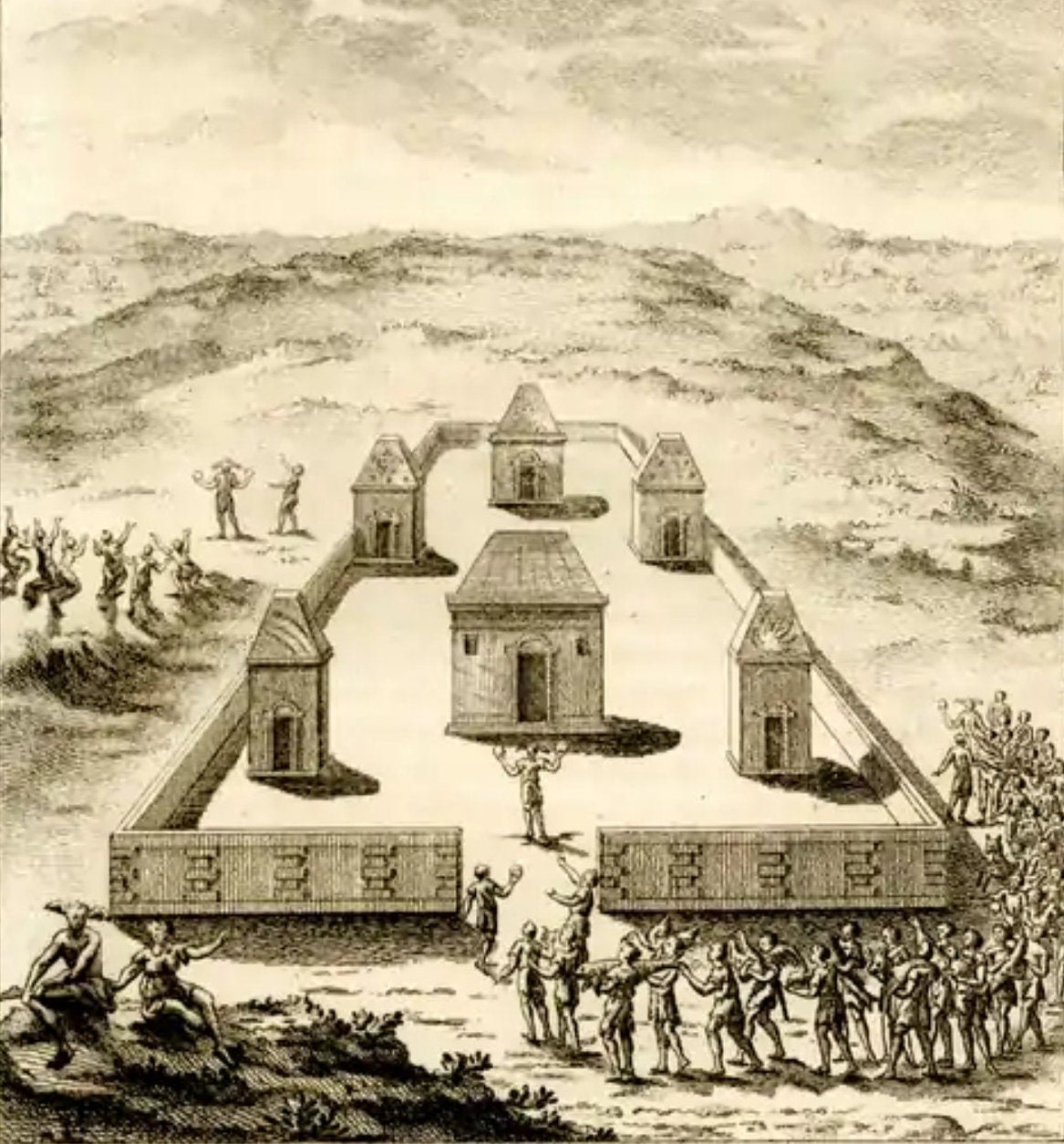 17th Century Copper Plate Large Octavo MANESSON-MALLET 1630-1706 Temple ...