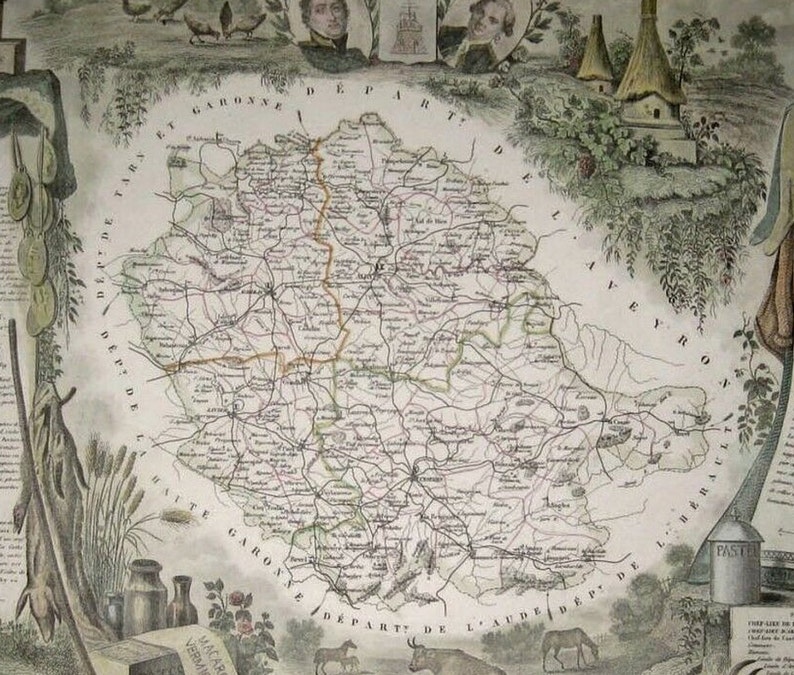 Original Hand Color France Colonies Map Circa 1852 Large Map 52.5 X 35. ...