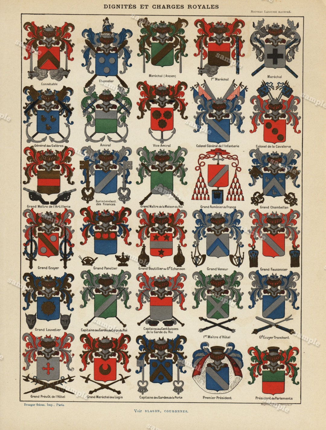 Antique Original Colored Decorative Art Print-coat of Arms - Etsy