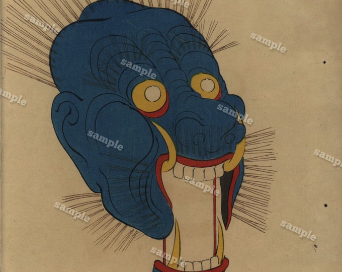 Japanese Mask Woodblock Print Buke Kuge Attire Dresses - Etsy