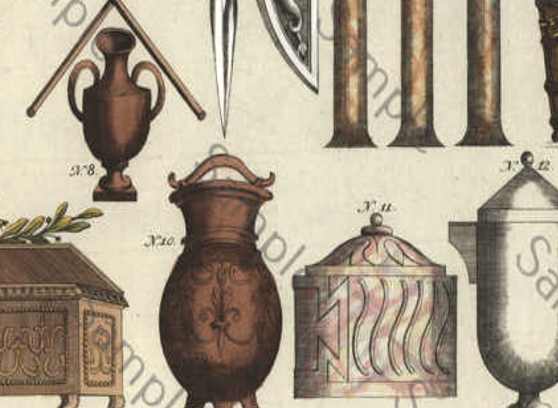 18th Century Antique Original Architecture Hand Colored Engraving Circa ...