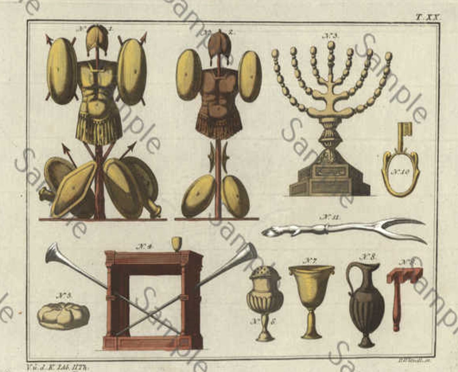 18th Century Antique Original Architecture Hand Colored Engraving Circa ...