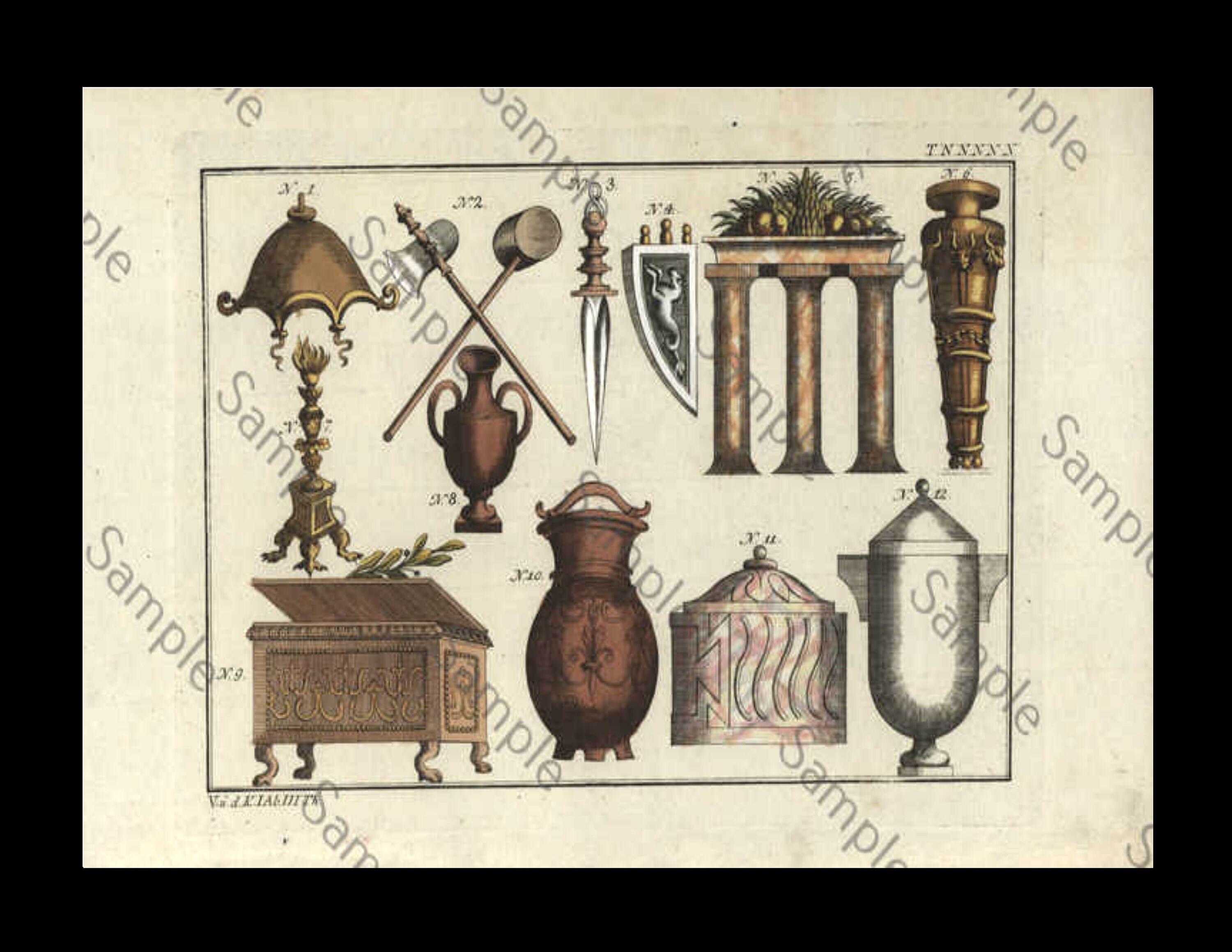 18th Century Antique Original Architecture Hand Colored Engraving Circa ...